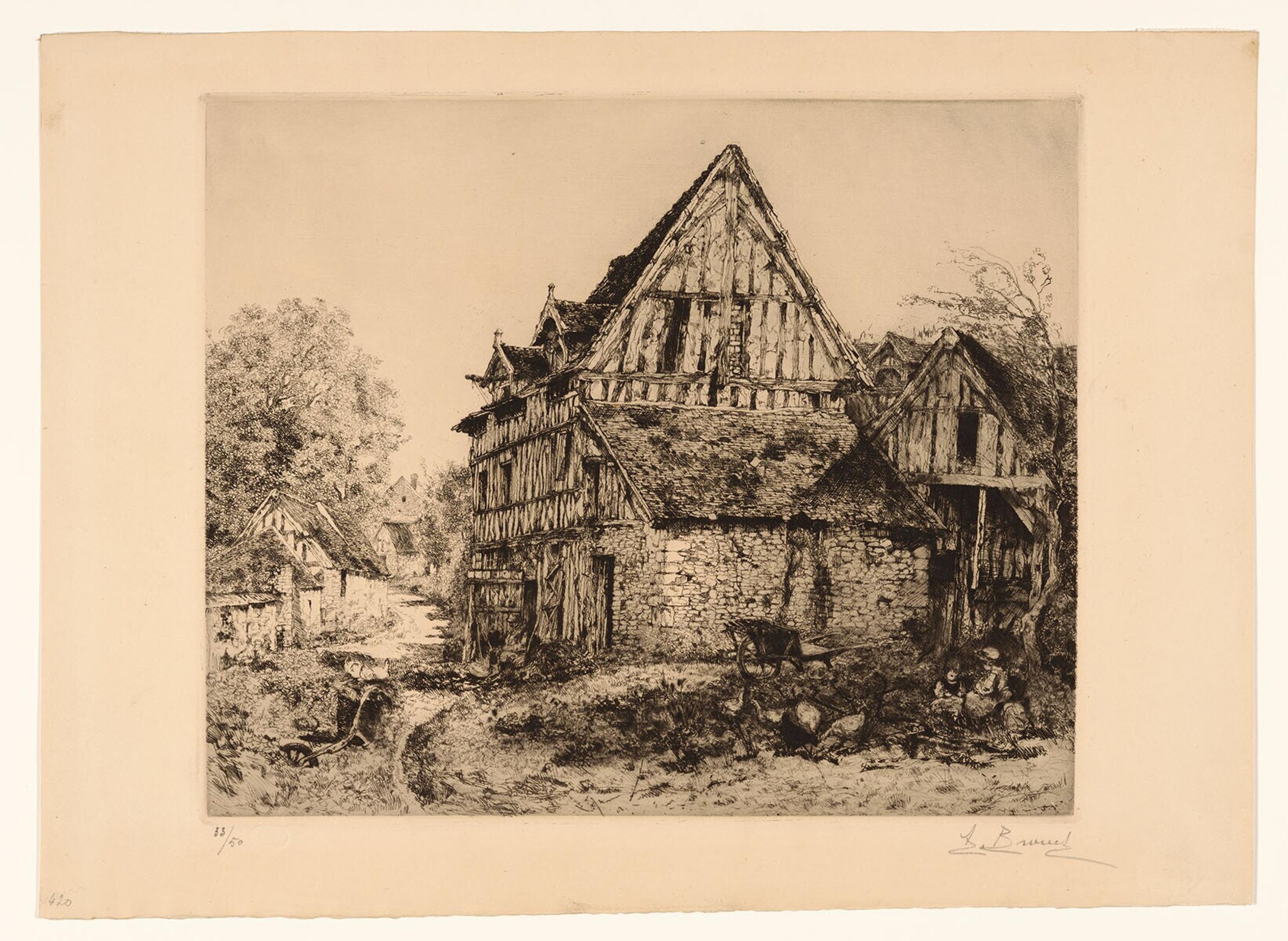 Chemin de village avec chaumiere (Een dorpsweg naast een huis met rieten dak) - Museum Boijmans ...